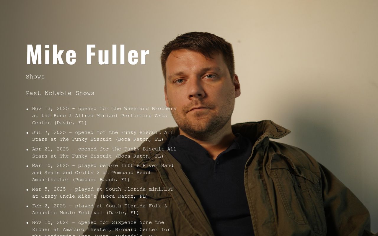 Mike Fuller Sounds - Shows